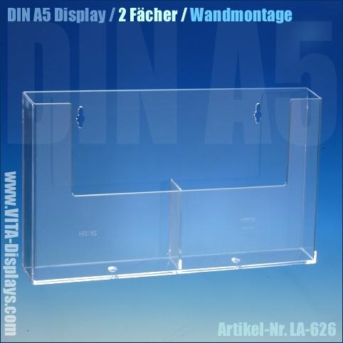 DIN A5 wall-mounted brochure holder / flyer holder with 2 trays